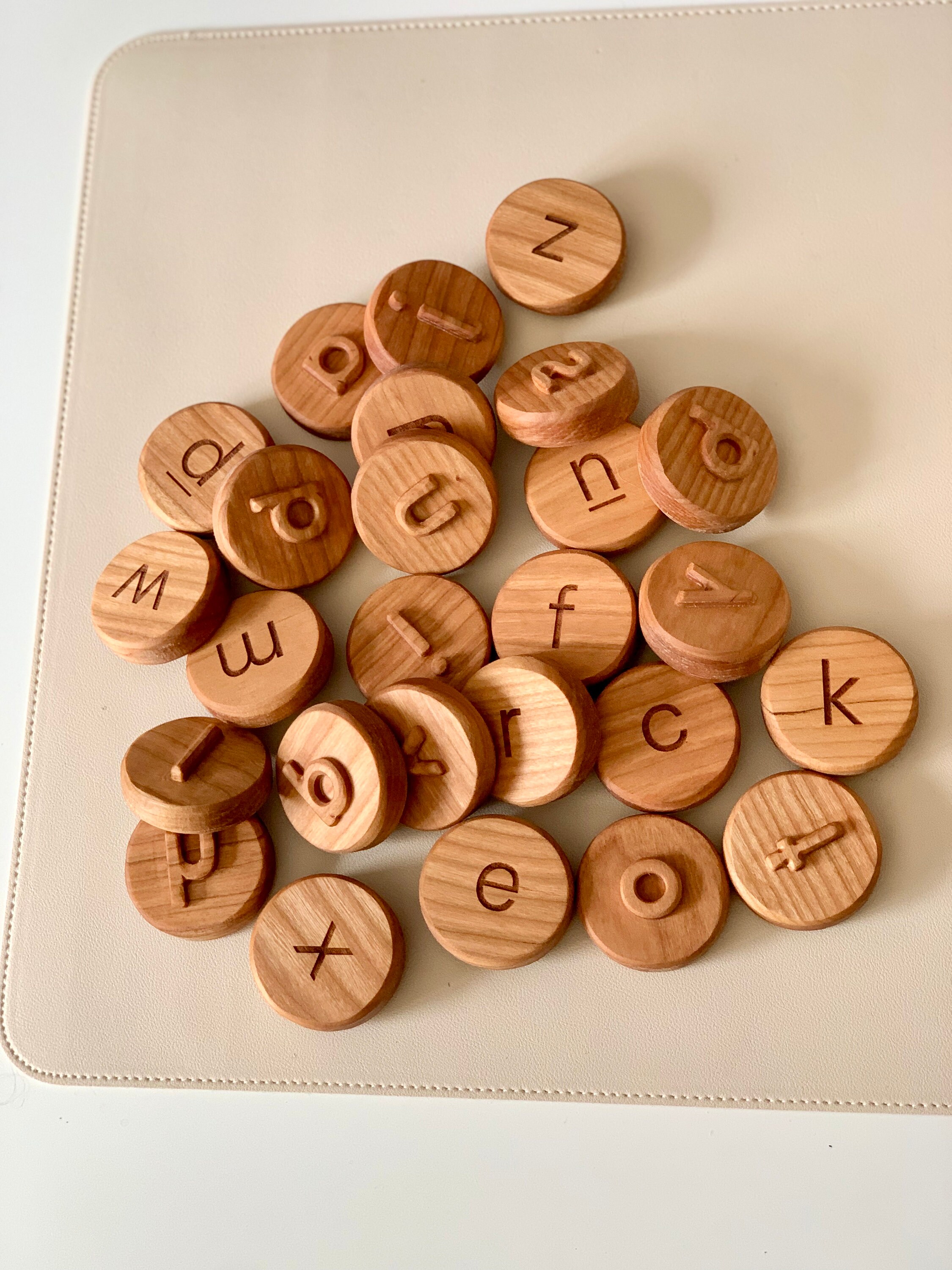 Lowercase Alphabet Play Dough Stamps, Cherry Wood Play Stamp Set ...
