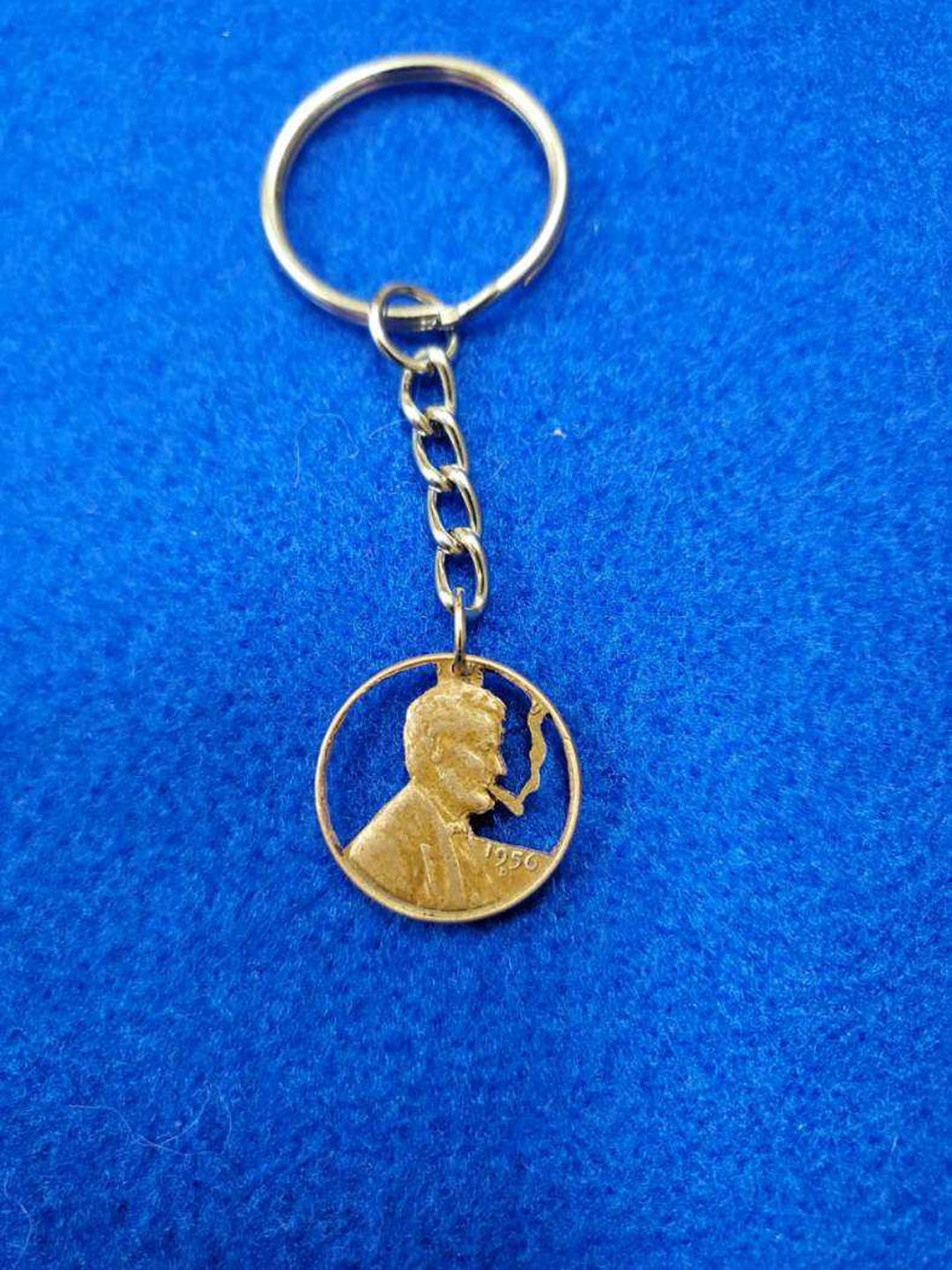 Smokin Abe Lincoln Hand Cut Penny Keychain - Etsy