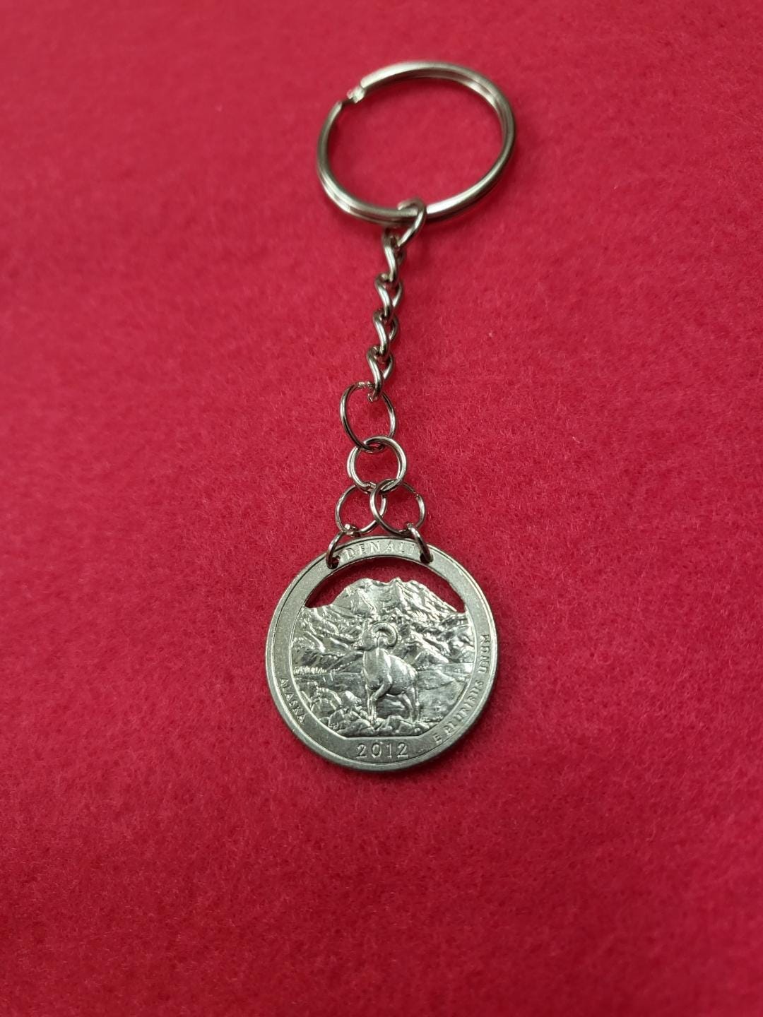 Denali US Quarter Hand Cut Coin Keychain - Etsy