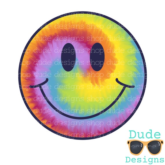 Tie Dye Smiley Designs PNG Digital Art Smiley Face - Etsy