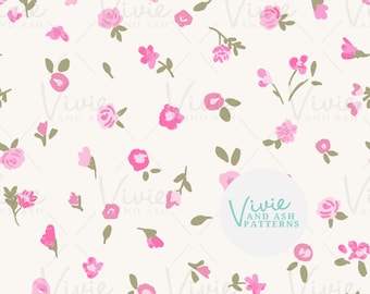 Pink and Green Hand Drawn Tropical Floral Seamless Repeating Pattern ...