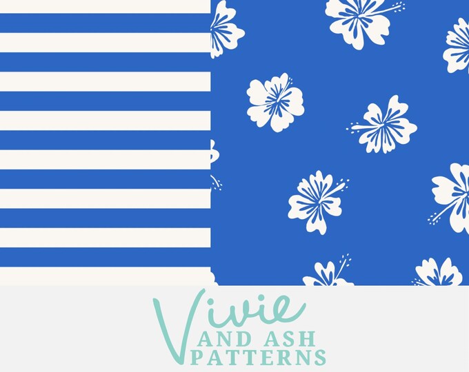 Blue Hibiscus Mix and Match Summer Coordinating Seamless Repeat Pattern ...