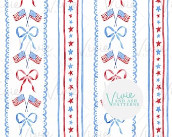 Red White and Blue Bows Seamless Repeating Pattern, USA Bow Pattern ...