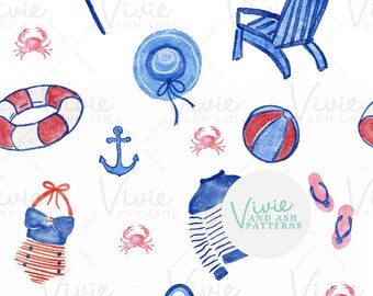 Red White and Blue Seamless Repeating Pattern, Bow and Flag Seamless ...