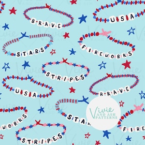 4th of July Friendship Bracelet Seamless Pattern, Red White and Blue ...