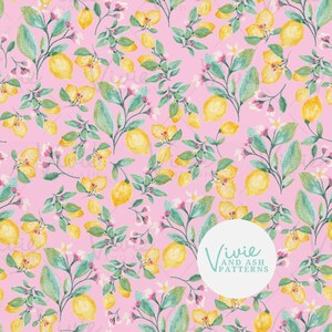 Pink Watercolor Lemons Seamless Pattern File, Pink and Yellow Fruit ...