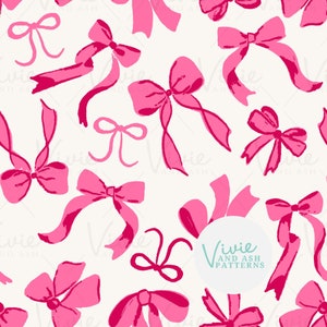 Pink Bows Seamless Repeating Pattern, Bow Pattern File, Digital File ...