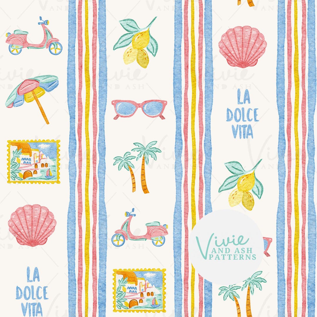 Summer Italian Seamless Stripe Pattern, Beach Pattern Seamless ...