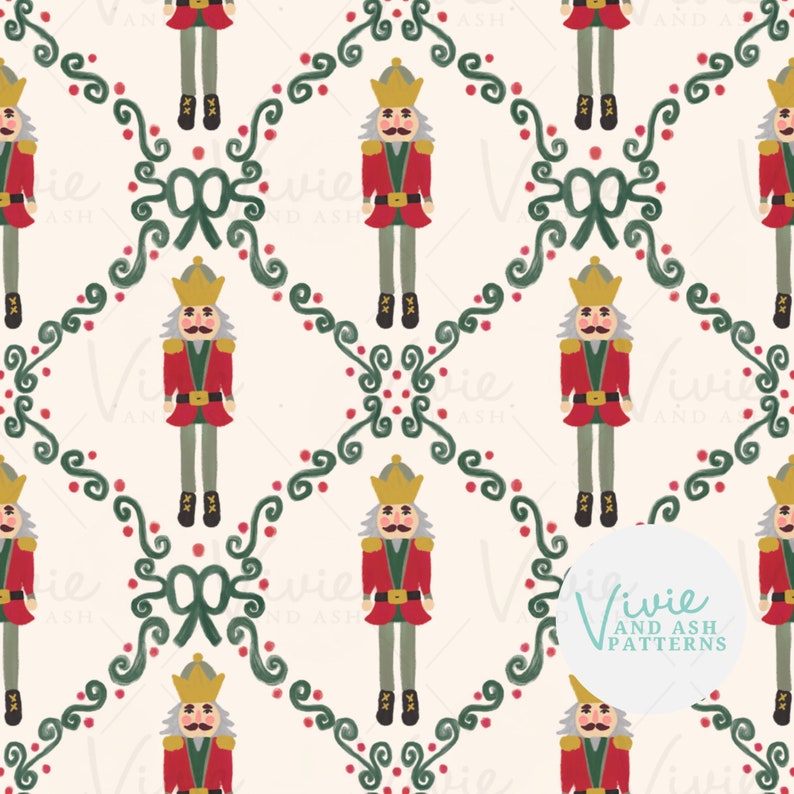 Nutcracker Christmas Seamless File Painted Christmas Pattern - Etsy