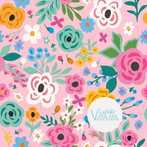 Pink Floral Seamless Repeating Pattern, Colorful Floral Seamless ...