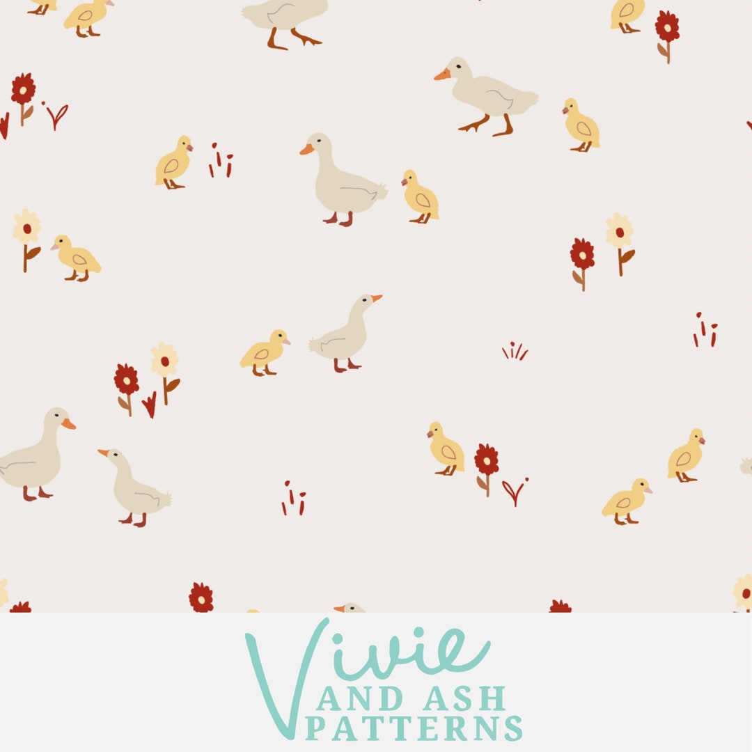 Ducks on Grey Seamless Pattern, Baby Pattern, Minimal Repeat Pattern ...
