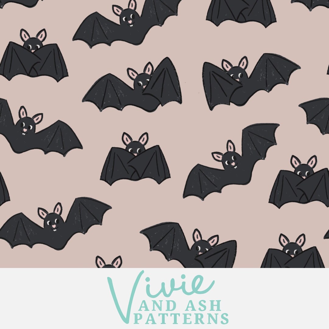 Halloween Seamless Pattern, Cute Bat, Gray Fall Seamless Repeat Pattern ...