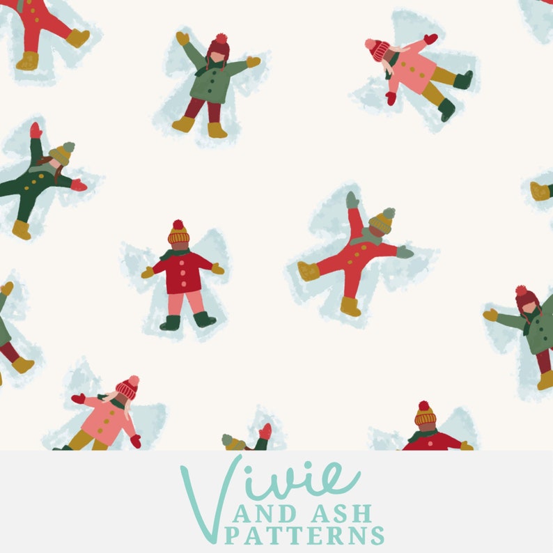 Snow Angel Seamless Pattern, Cute Christmas Repeat, Winter Holiday Snow ...