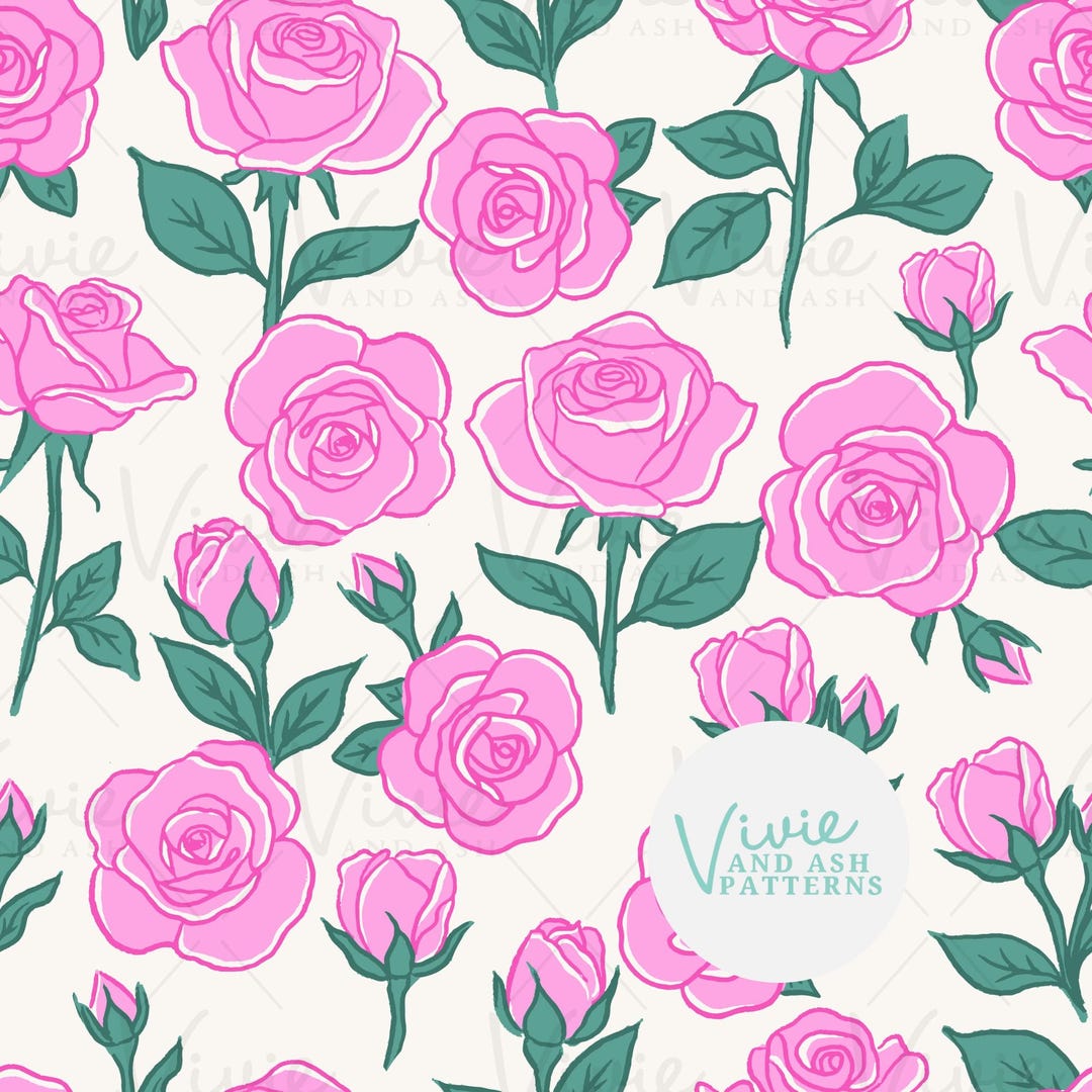 Pink Roses Seamless Repeating Pattern, Valentine Floral Pattern File ...
