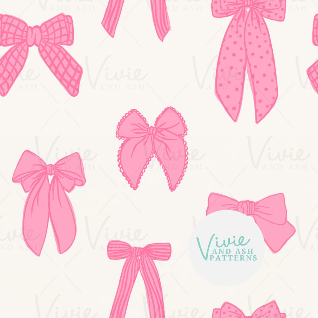 Pink Bows Seamless Repeating Pattern, Pink Bow Pattern File, Digital ...