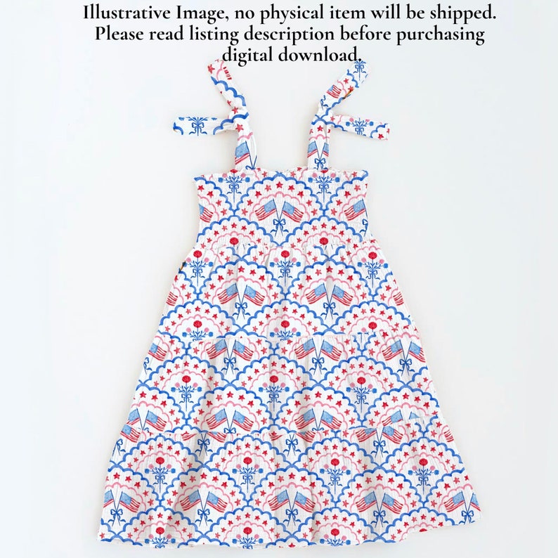 Red White and Blue Scalloped Seamless Repeating Pattern, USA Flag and ...