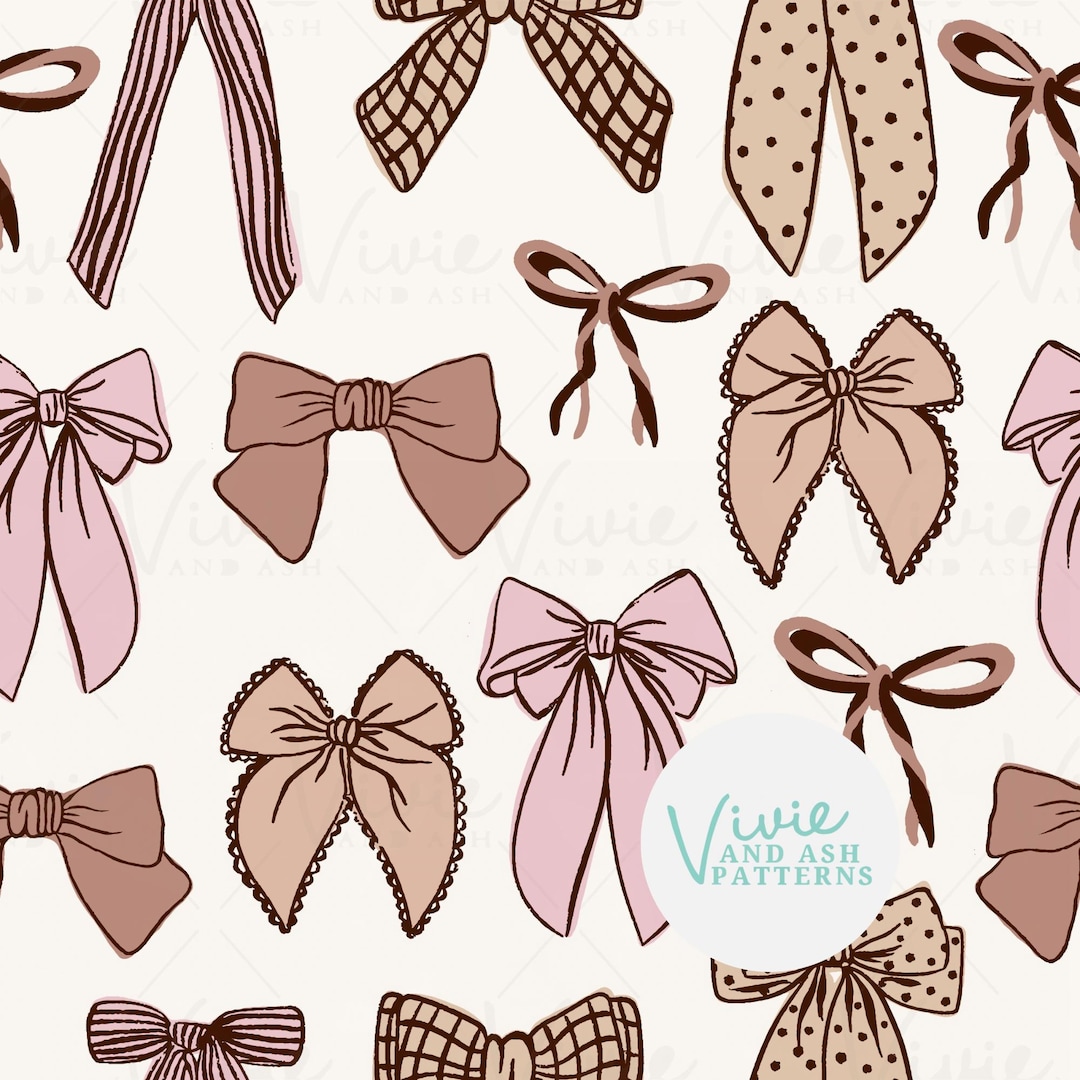 Brown and Pink Neutral Bows Seamless Repeating Pattern, Bow Pattern ...