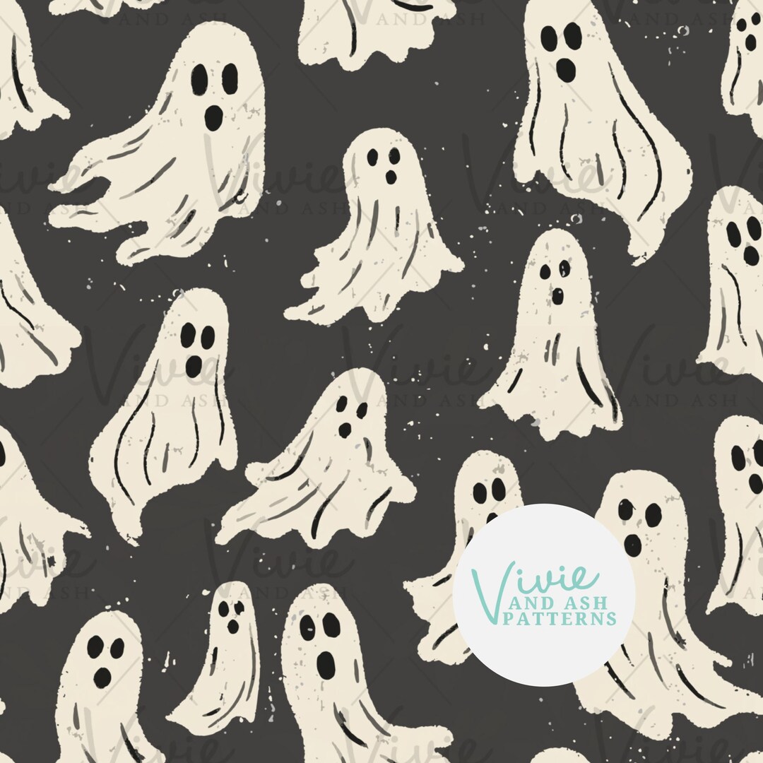 Black Ghost Halloween Seamless Pattern, Fall Seamless Pattern File ...