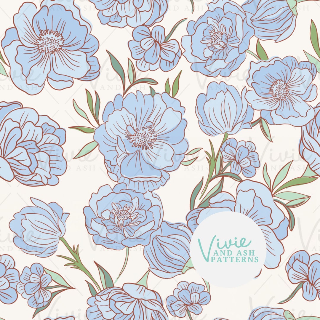 Blue and White Spring Floral Seamless Repeating Pattern File, Spring ...