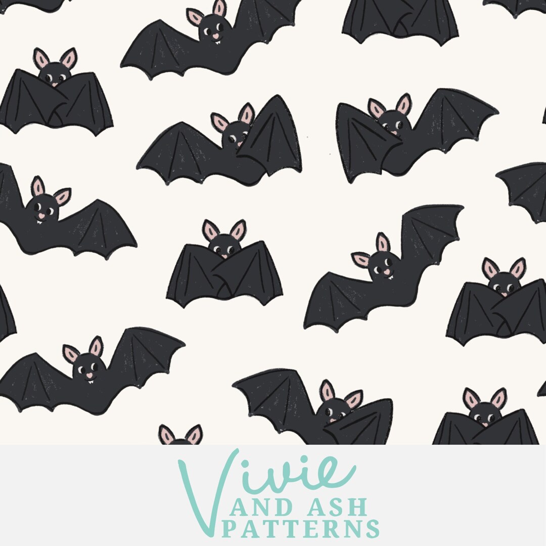 Halloween Bat Seamless Pattern, Cute Bat, Black and White Fall Seamless ...