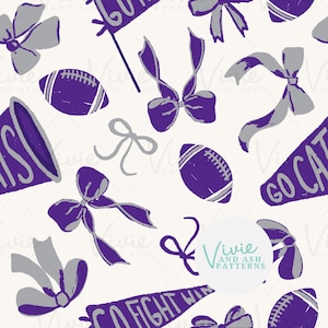 Football Team Seamless Repeating Pattern, Purple Football Seamless ...