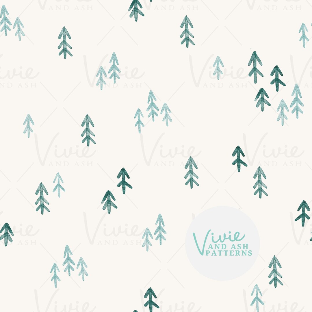 Watercolor Green Trees Seamless Pattern, Forest Seamless Christmas ...