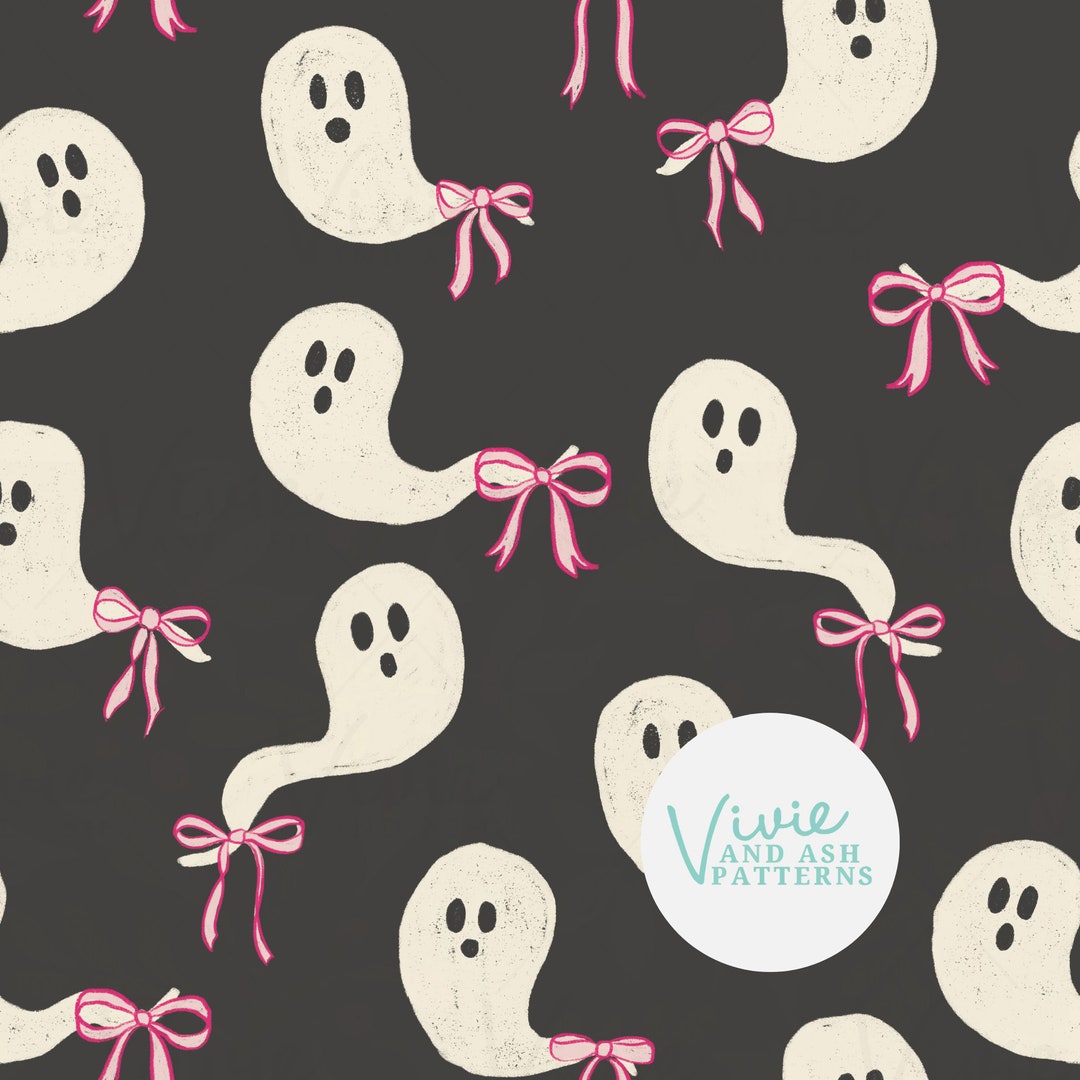 Ghosts and Bows Halloween Seamless Pattern, Cute Ghost, Seamless Fall ...