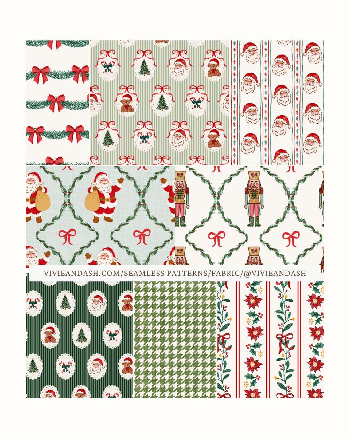 Christmas Cameo Seamless Pattern by Vivieandash: Mistletoe, Presents ...