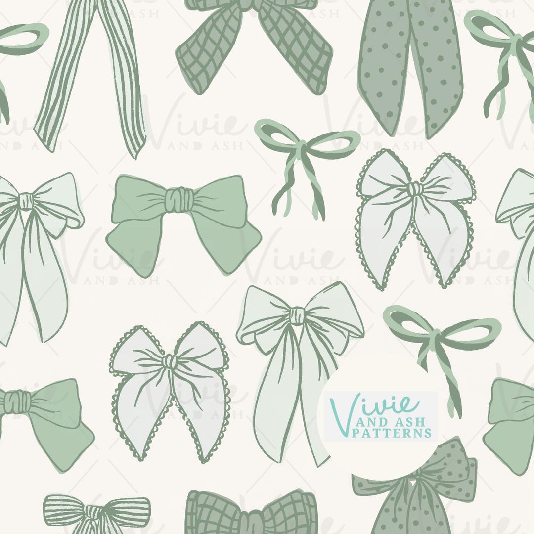 Green Bows Seamless Repeating Pattern, Bow Pattern File, Digital File ...