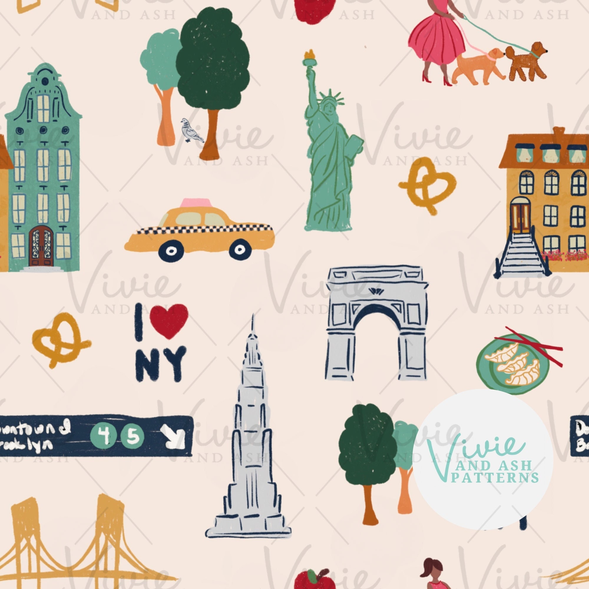 New York City Seamless Pattern File, NYC Pattern, Urban City Repeat ...
