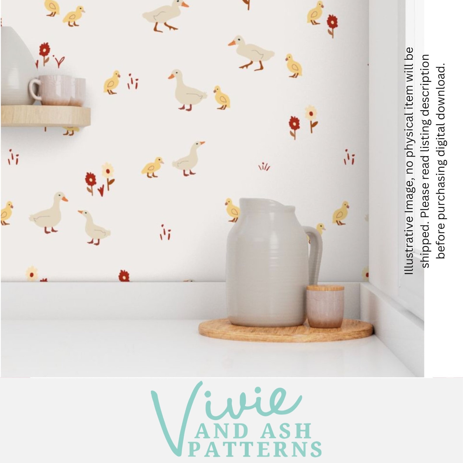 Ducks on Grey Seamless Pattern, Baby Pattern, Minimal Repeat Pattern ...