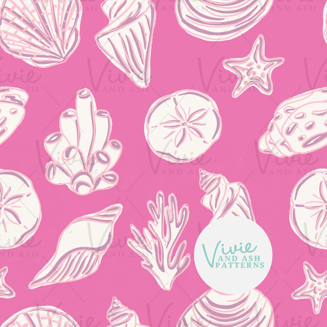 Pink Seashells Tropical Summer Seamless Pattern File, Colorful Seamless ...