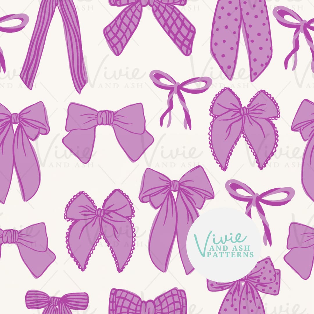 Purple Bows Seamless Repeating Pattern, Blue Bow Pattern File, Digital File for Commercial Use ...