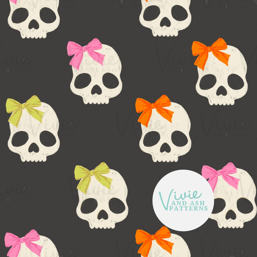 Coquette Bow Halloween Skeleton Seamless Pattern, Fall Seamless Pattern ...