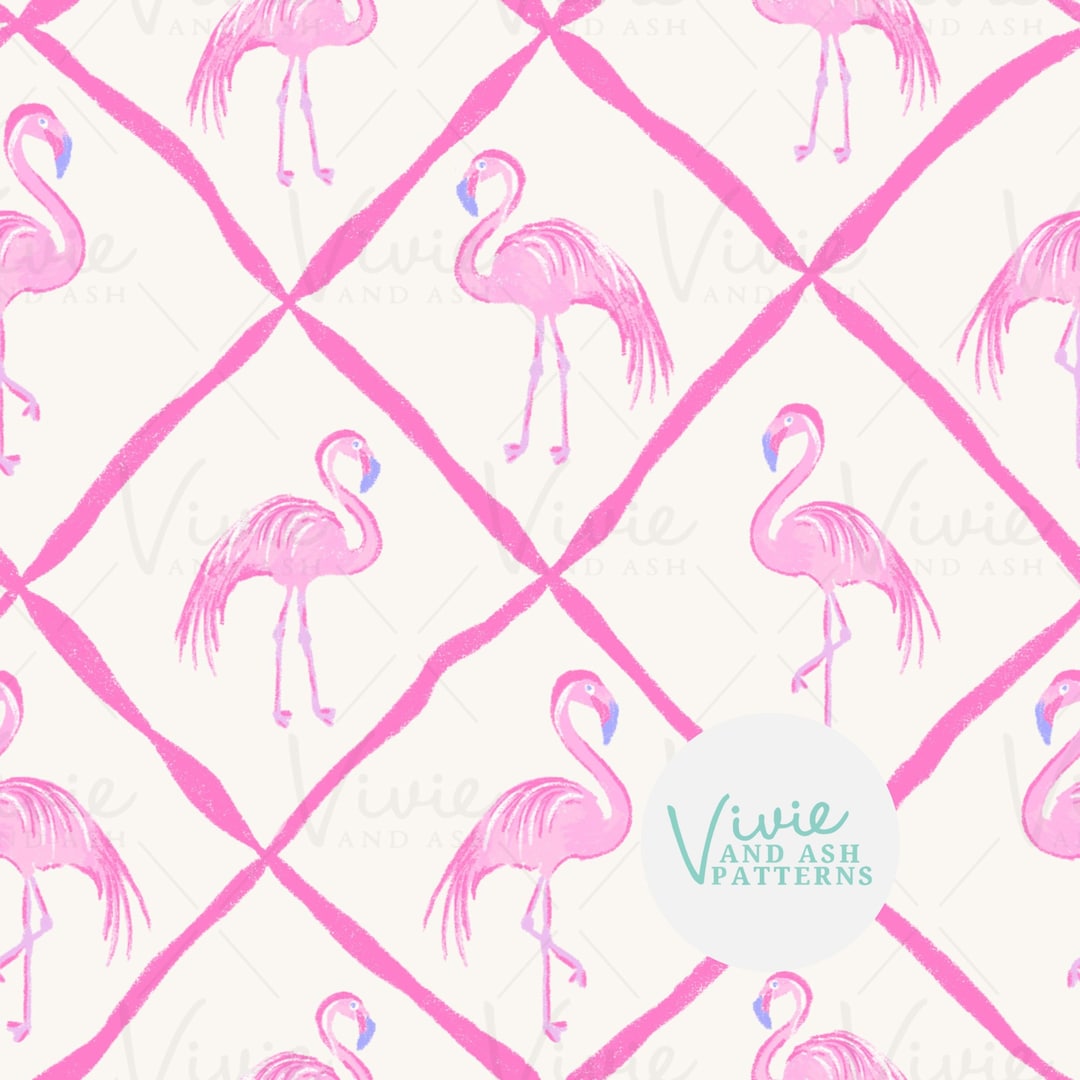 Pink Flamingo Lattice Seamless Pattern File, Summer Seamless Repeat ...