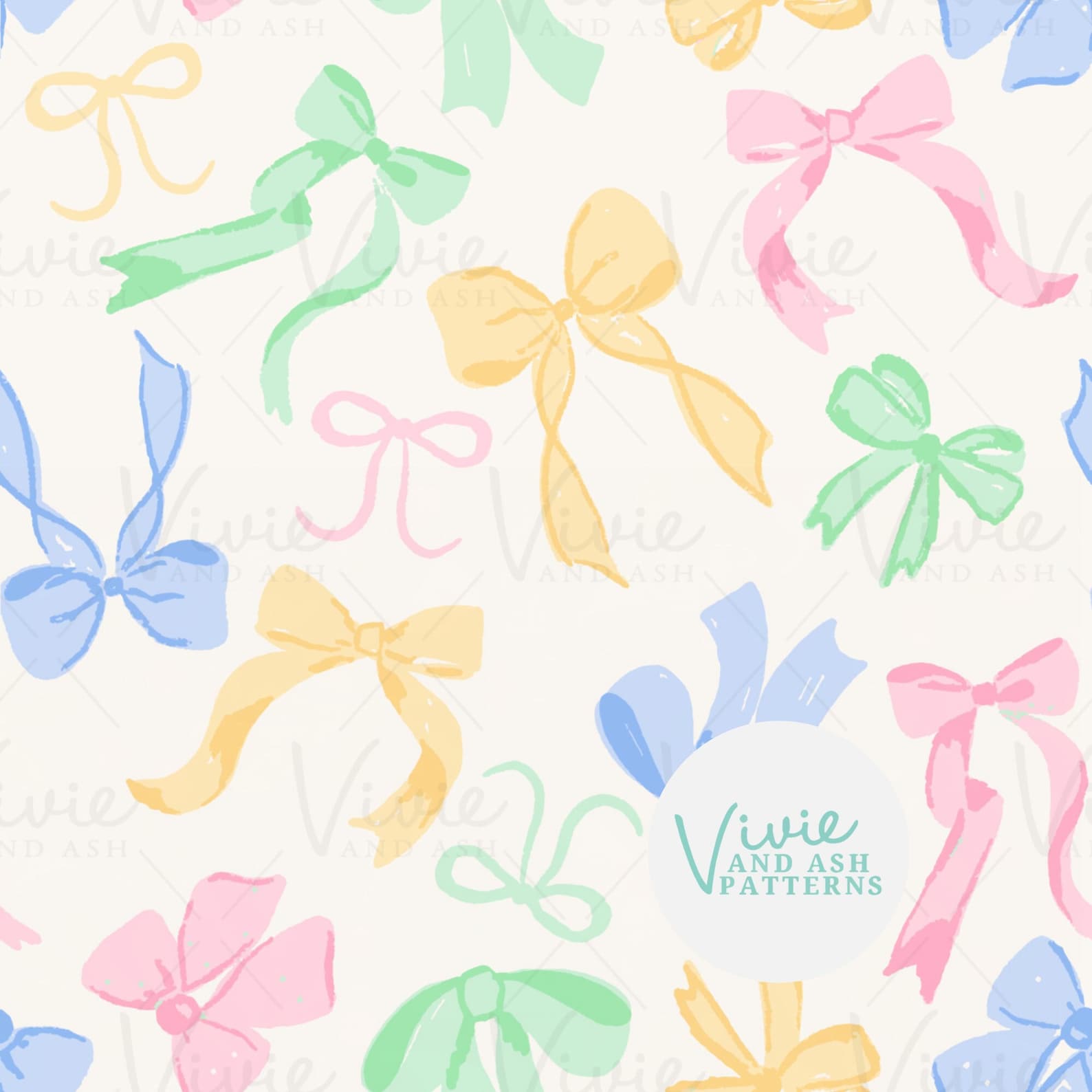 Pastel Bows Seamless Repeating Pattern, Pink and Blue Bow Pattern File ...