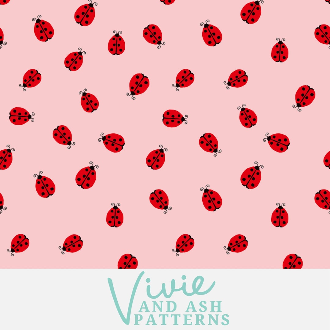 Pink and Red Ladybug Seamless Pattern, Seamless Repeating Files ...
