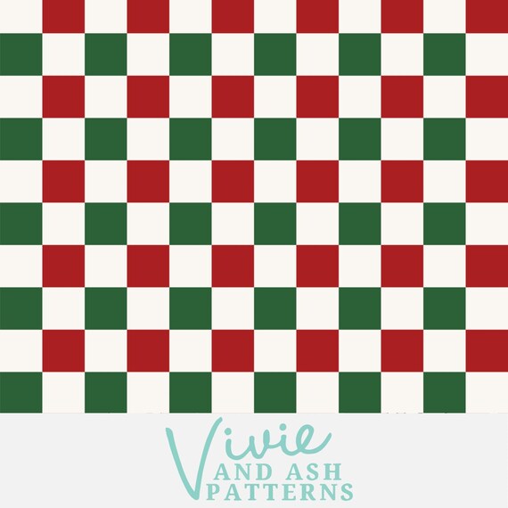 Red and Green Holiday Checker Seamless Repeat Pattern - Etsy