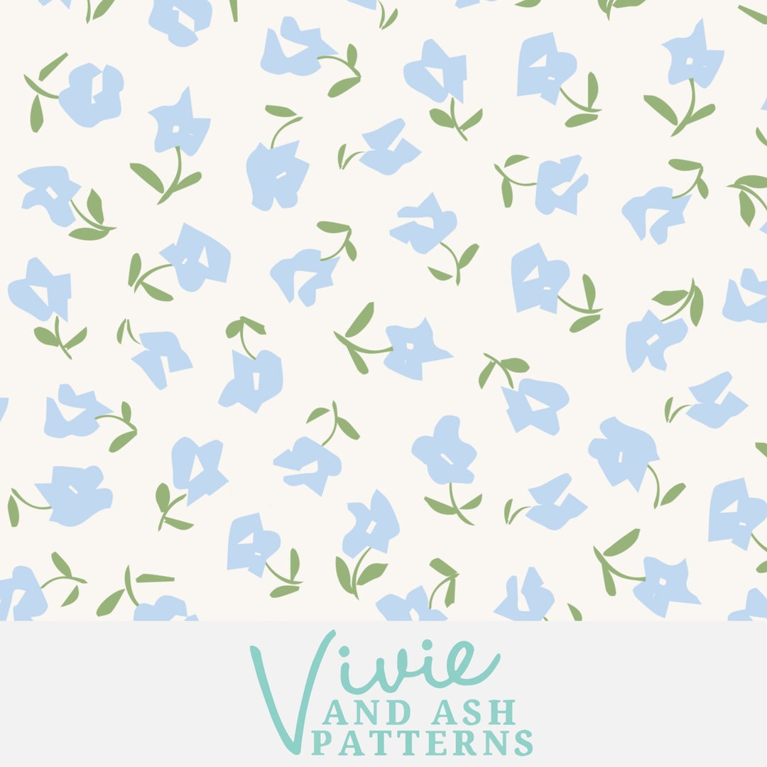 Blue Ditsy Floral Seamless Repeating Pattern File, Blue and White ...