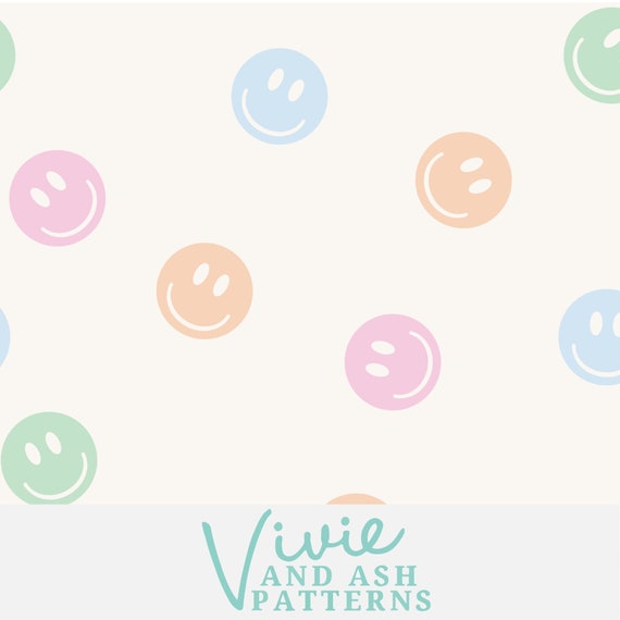 Rainbow Smiley Seamless Repeat Pattern Download Digital File - Etsy