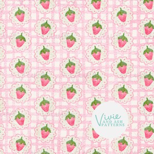 Strawberry Pink Gingham Seamless Repeating Pattern, Strawberry Seamless ...