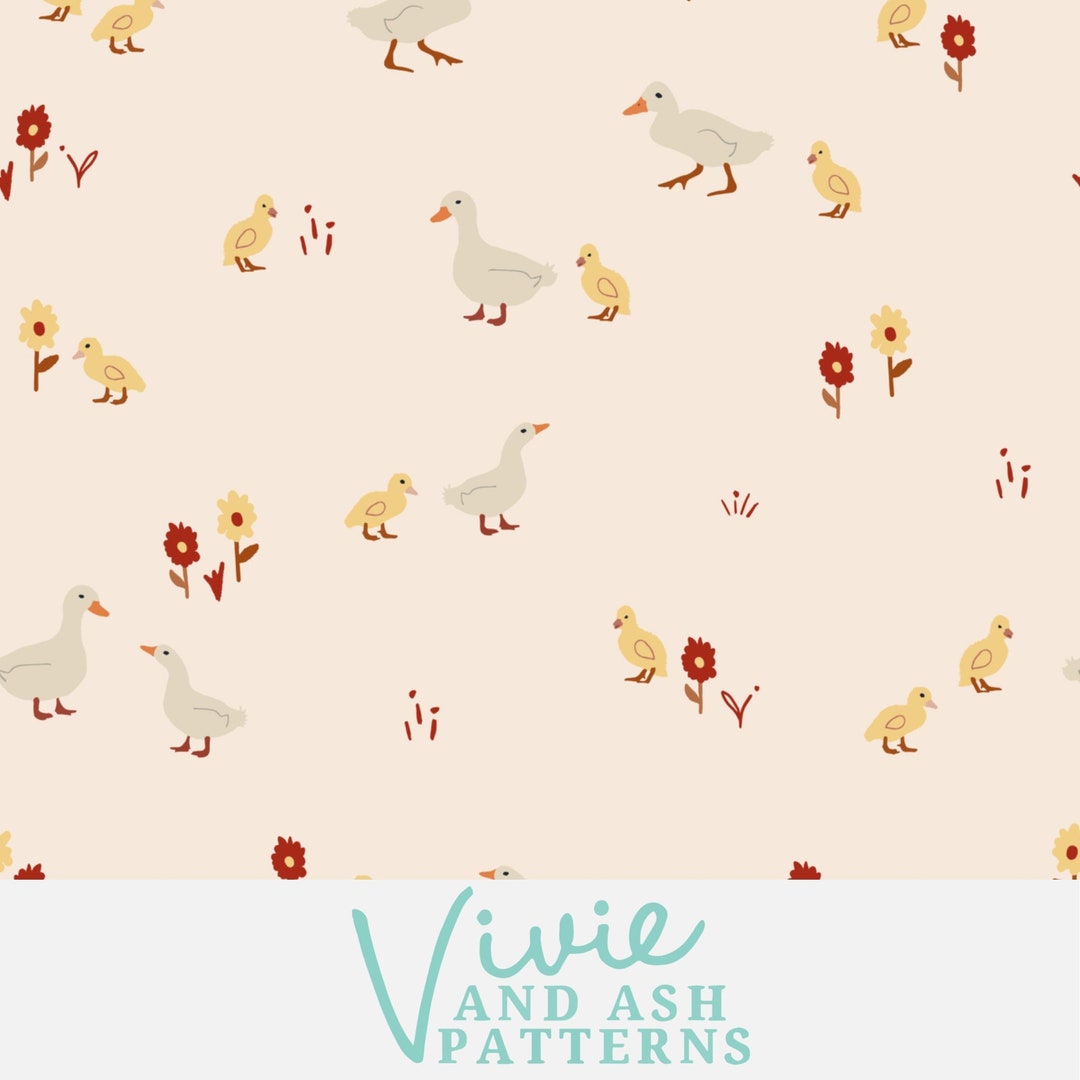 Ducks on Cream Seamless Pattern, Baby Pattern, Minimal Repeat Pattern ...