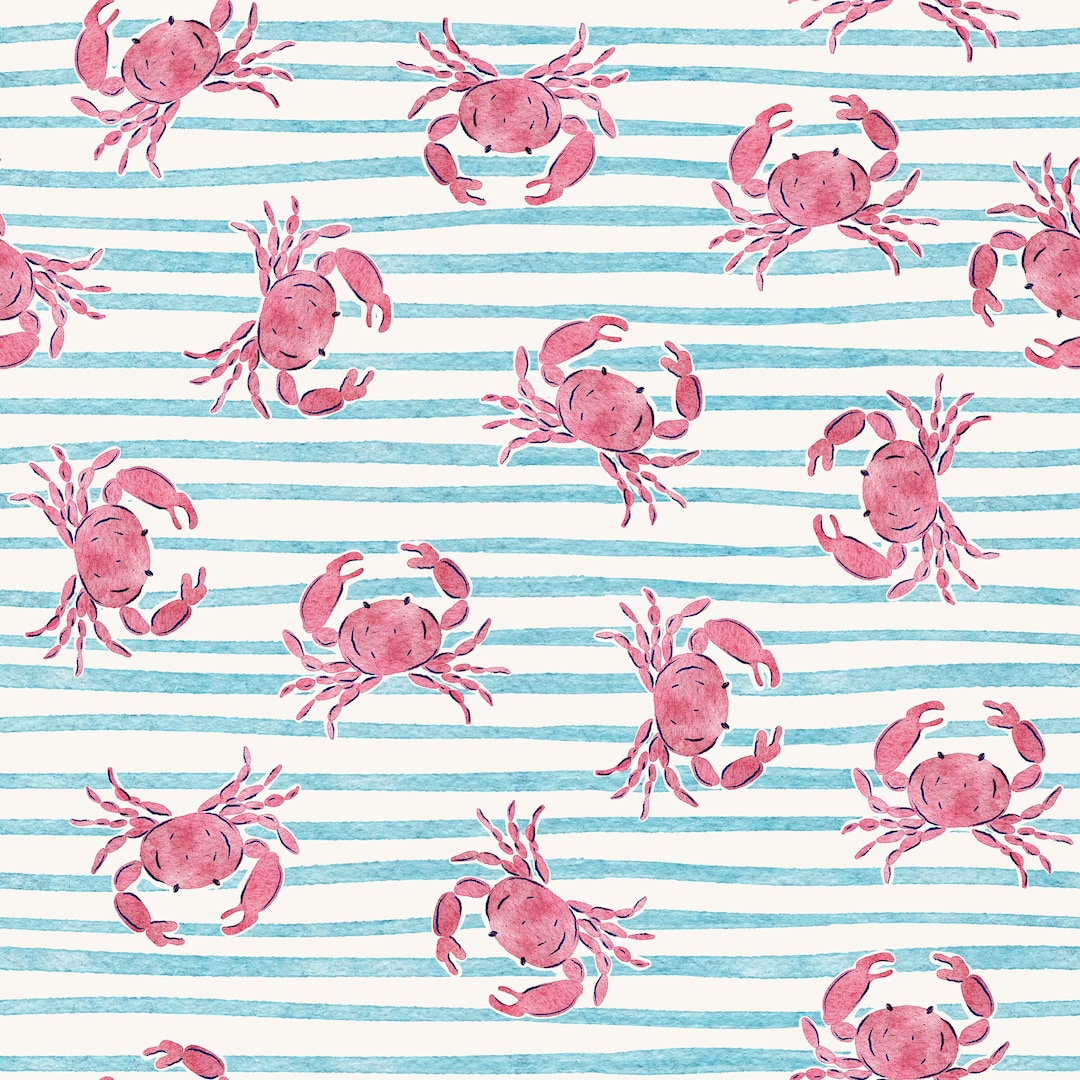Watercolor Summer Beach Seamless Pattern File, Crabs and Beach Seamless ...