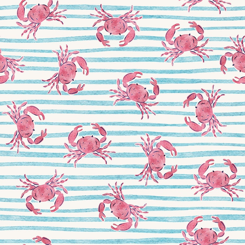 Watercolor Summer Beach Seamless Pattern File, Crabs and Beach Seamless ...