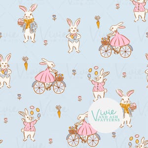 Vintage Easter Bunnies Seamless Pattern by Vivieandash: Floral Spring ...