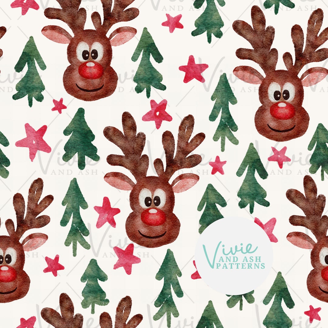 Christmas Reindeer Seamless Pattern File, Christmas Reindeer Pattern ...