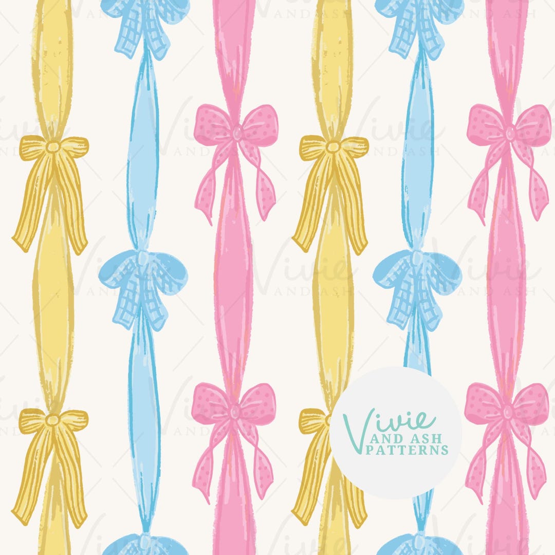 Pastel Bows Seamless Repeating Pattern, Pink and Blue Bow Pattern File ...