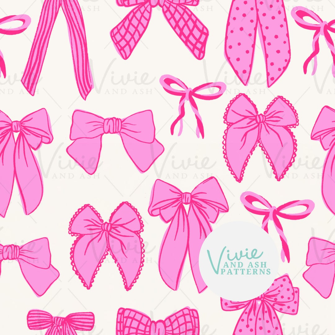 Bright Pink Bows Seamless Repeating Pattern, Pink Bow Pattern File ...