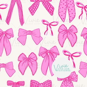 Bright Pink Bows Seamless Repeating Pattern, Pink Bow Pattern File ...