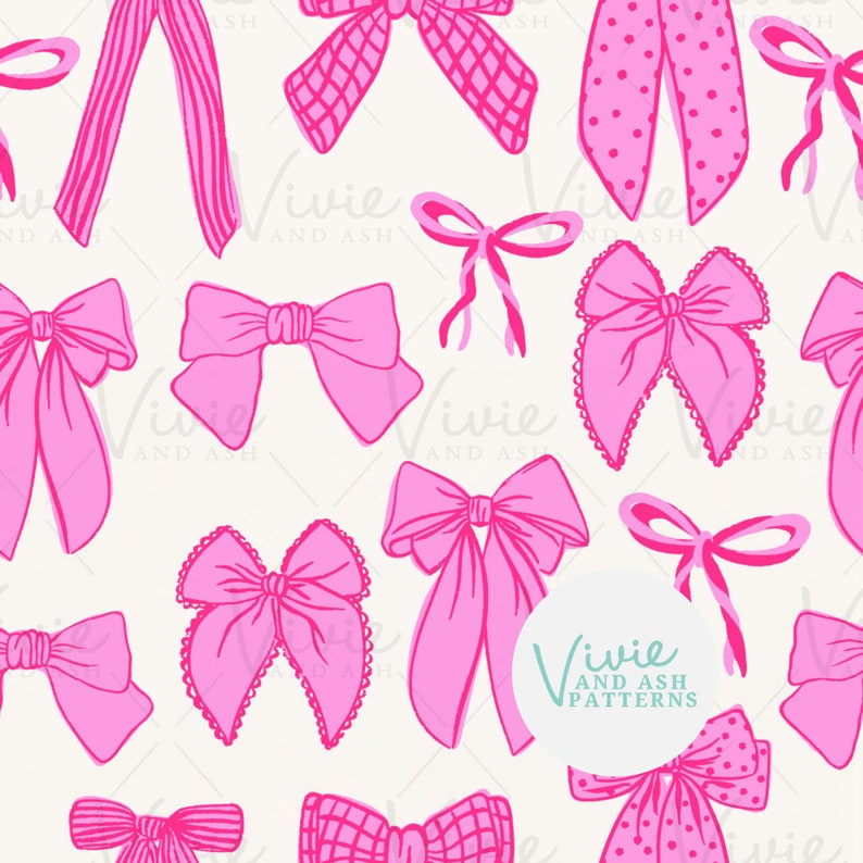 Bright Pink Bows Seamless Repeating Pattern, Pink Bow Pattern File ...